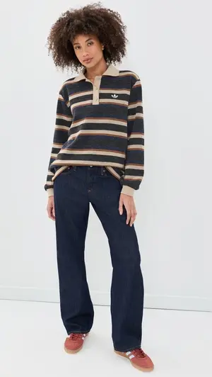 Adidas Stripe Knitted Polo Sweater