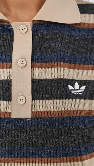 Adidas Stripe Knitted Polo Sweater