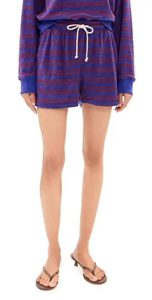 LE BOP Farrah Terry Shorts - Deep Iris/bordeaux