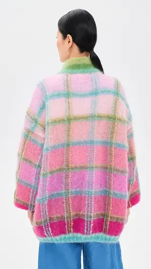 ROSE CARMINE Tartan Long Jacket