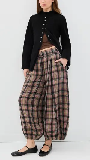 Free People Moonflower Plaid Balloon Pants