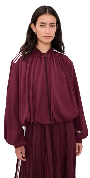 Adidas Satin Pleated Track Jacket - Shadow Red