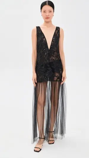 AKNVAS Anastasia Beaded Layered Gown