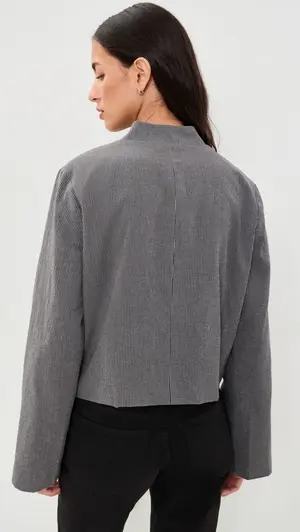 ANOTHER GIRL Stripe Mandarin Collar Jacket
