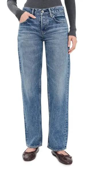 Moussy Vintage Clinton Straight Low Jeans - Blue
