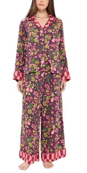 PRINTFRESH Pomme & Poire Satin Soho Pajama Set