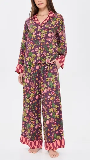 PRINTFRESH Pomme & Poire Satin Soho Pajama Set