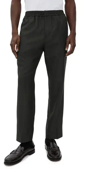 AMI Paris Elasticated Waist Trousers - Gris Carbone/marron Choco