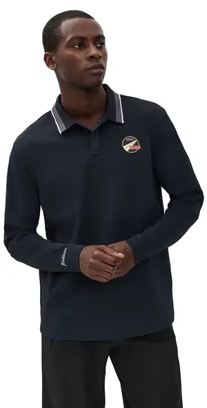 MALBON Trace Long Sleeve Polo - Black