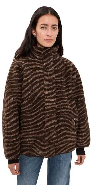 Rag & Bone Sun Sherpa Funnel Neck Jacket - Brownzebra