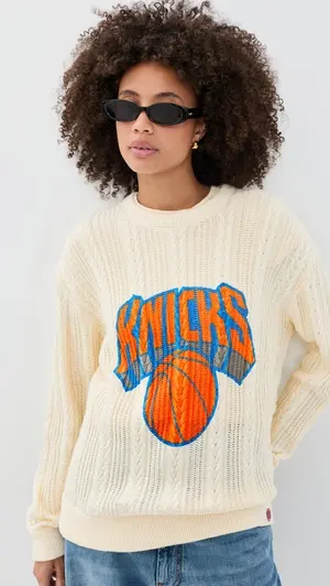 Terez Knicks Swizzle Cable Knit Crew Sweater
