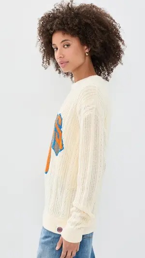Terez Knicks Swizzle Cable Knit Crew Sweater