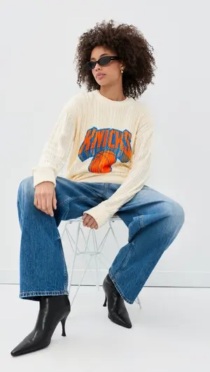 Terez Knicks Swizzle Cable Knit Crew Sweater