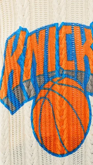 Terez Knicks Swizzle Cable Knit Crew Sweater