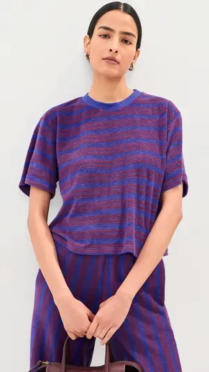 LE BOP Poppy Tee - Deep Iris/bordeaux
