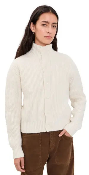 DUNST High Neck Cardigan - Cream