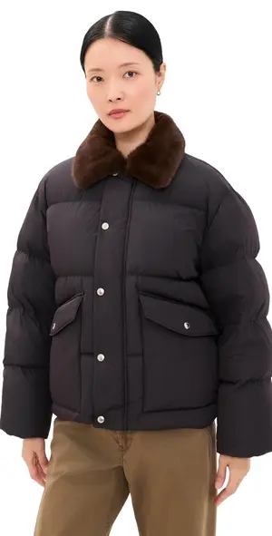 DUNST Collared Goose Down Jacket - Deep Brown