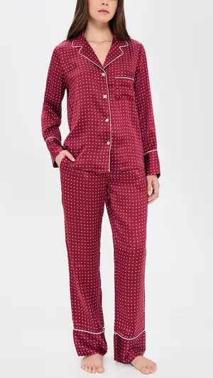 PETITE PLUME Silk Polka Dot Pajama Set