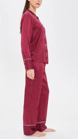PETITE PLUME Silk Polka Dot Pajama Set