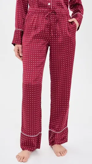 PETITE PLUME Silk Polka Dot Pajama Set
