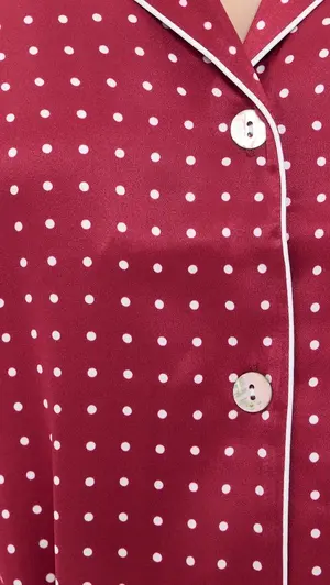 PETITE PLUME Silk Polka Dot Pajama Set