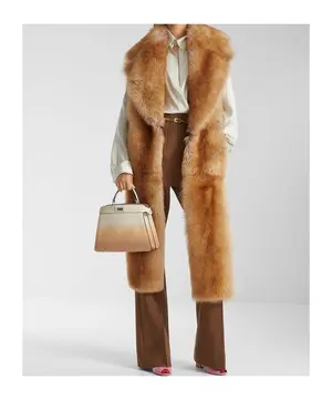 Fendi Caramel-colored Dorsato Shearling Scarf