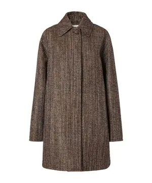 Fendi Beige Alpaca And Wool Parka - Brown