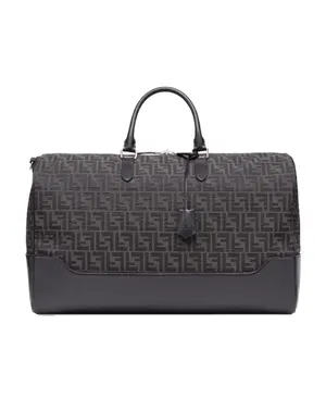 Fendi Ff Jacquard Fabric Large Bag - Gray