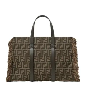 Fendi Summer Ff Jacquard Fringed Tote Bag