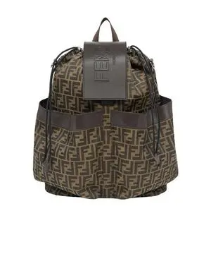 Fendi Ff Motif Drawstring Backpack - Brown