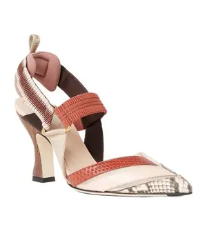 Fendi High-heeled Mesh And Ayers Leather Slingbacks