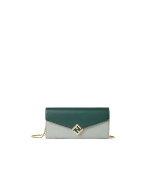 Fendi Ff Diamonds Chain-linked Continental Wallet - Green