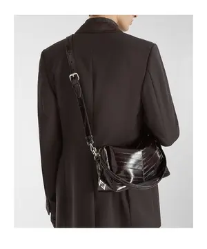 Fendi Dark Brown Inlaid Hagfish Leather Bag
