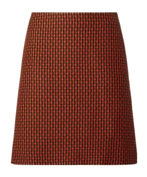 Fendi Dots Red And Black Wool And Silk Skirt - Brown