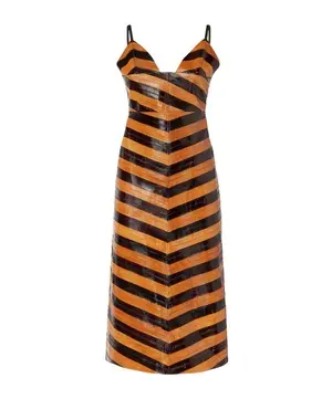 Fendi Two-tone Chevron Hagfish Leather Dress - Black