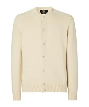 Fendi Cream Cashmere And Wool Cardigan - Light Brown
