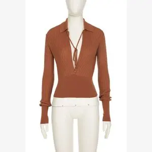Fendi Tied-neck Knitted Polo Shirt