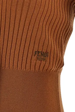 Fendi Tied-neck Knitted Polo Shirt