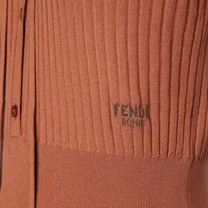 Fendi Tied-neck Knitted Polo Shirt