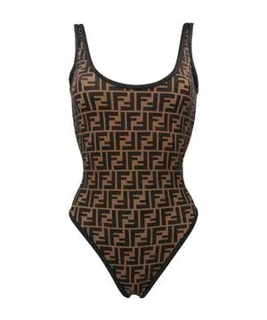 Fendi Ff Logo Printed Swimsuit - Black