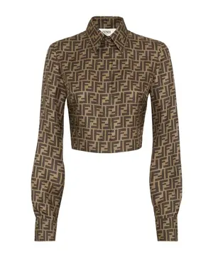 Fendi Logo Printed Cropped Shirt