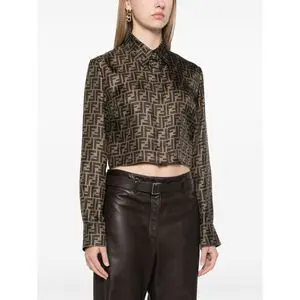Fendi Logo Printed Cropped Shirt