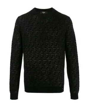 Fendi Allover Ff Jacquard Crewneck Jumper - Black
