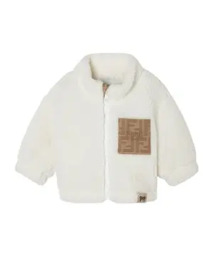 Fendi Cream Baby Teddy Bear Fleece With Patch - White