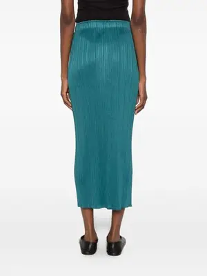 Issey Miyake Pleated Long Skirt - Blue