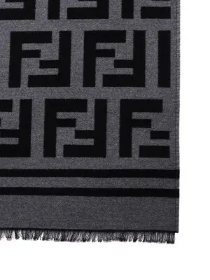 Fendi Ff Motif Frayed-edge Scarf
