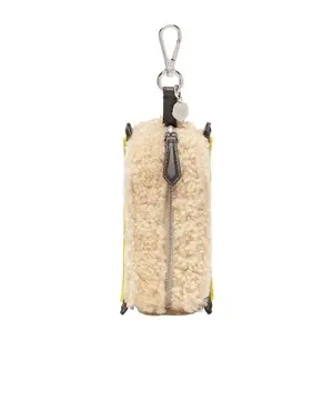 Fendi Sheepskin And Brown Ff Jacquard Charm - Beige