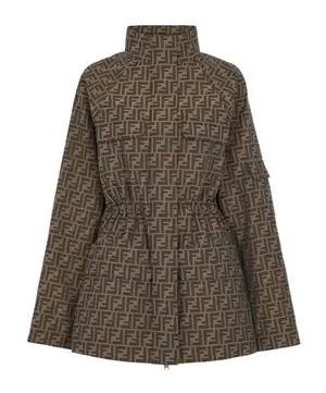 Fendi Ff Motif High-neck Jacket - Brown