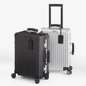 Fendi Aluminum Trolley Case With Leather Details