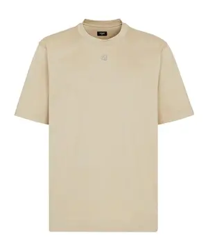Fendi Ff Plaque Crewneck T-shirt - Beige